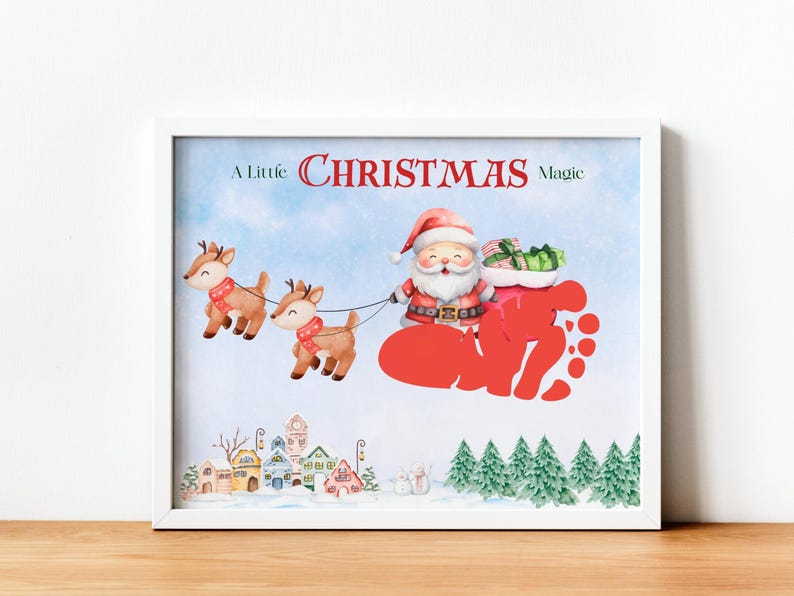 Santa Sleigh Footprint Craft, Christmas Activity, Daycare Craft, Baby ...