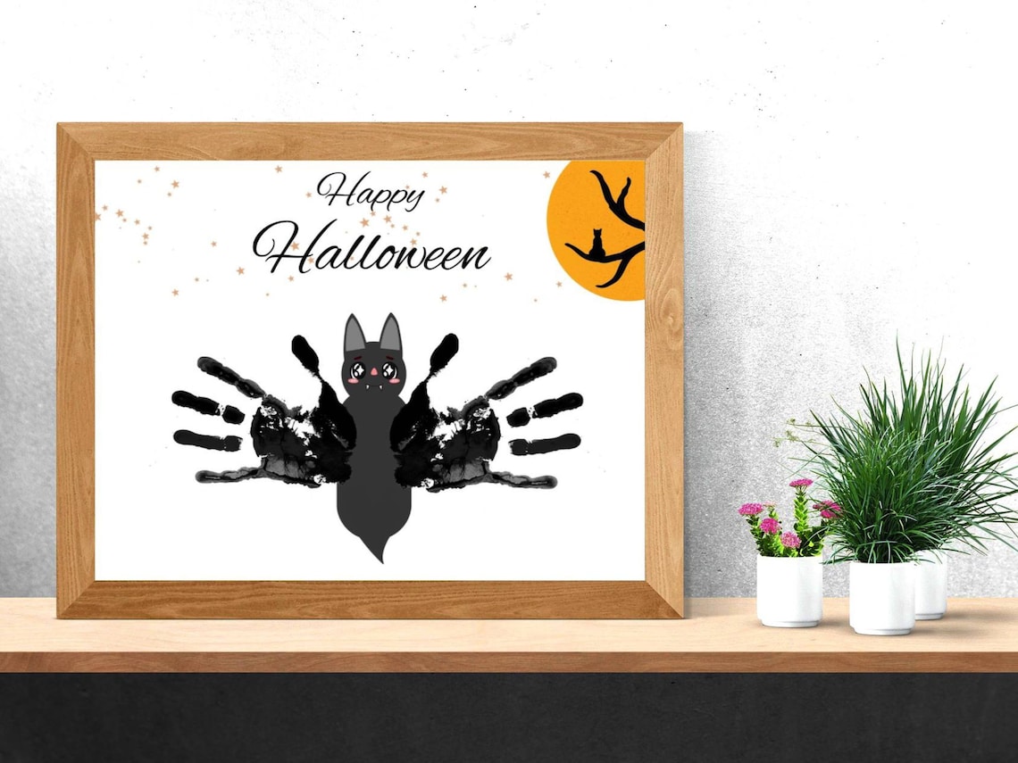 Printable Halloween Handprint Craft Bat Handprint Art - Etsy