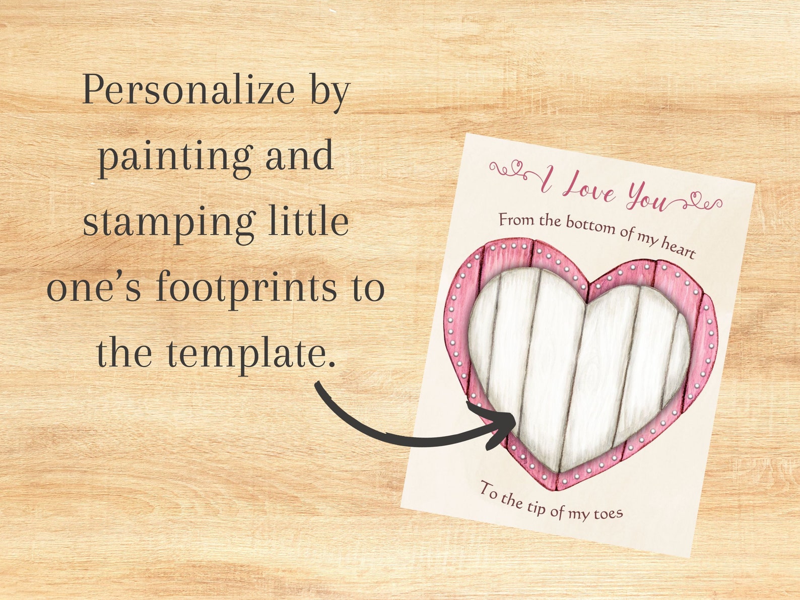 I Love You Footprint Art, Baby Keepsake, Valentine's Day Craft (PDF ...