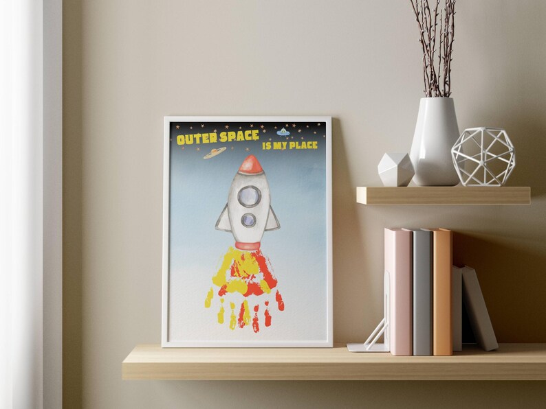 Spaceship Handprint Craft, Baby Keepsake, Space Art, Crafts for Kids ...