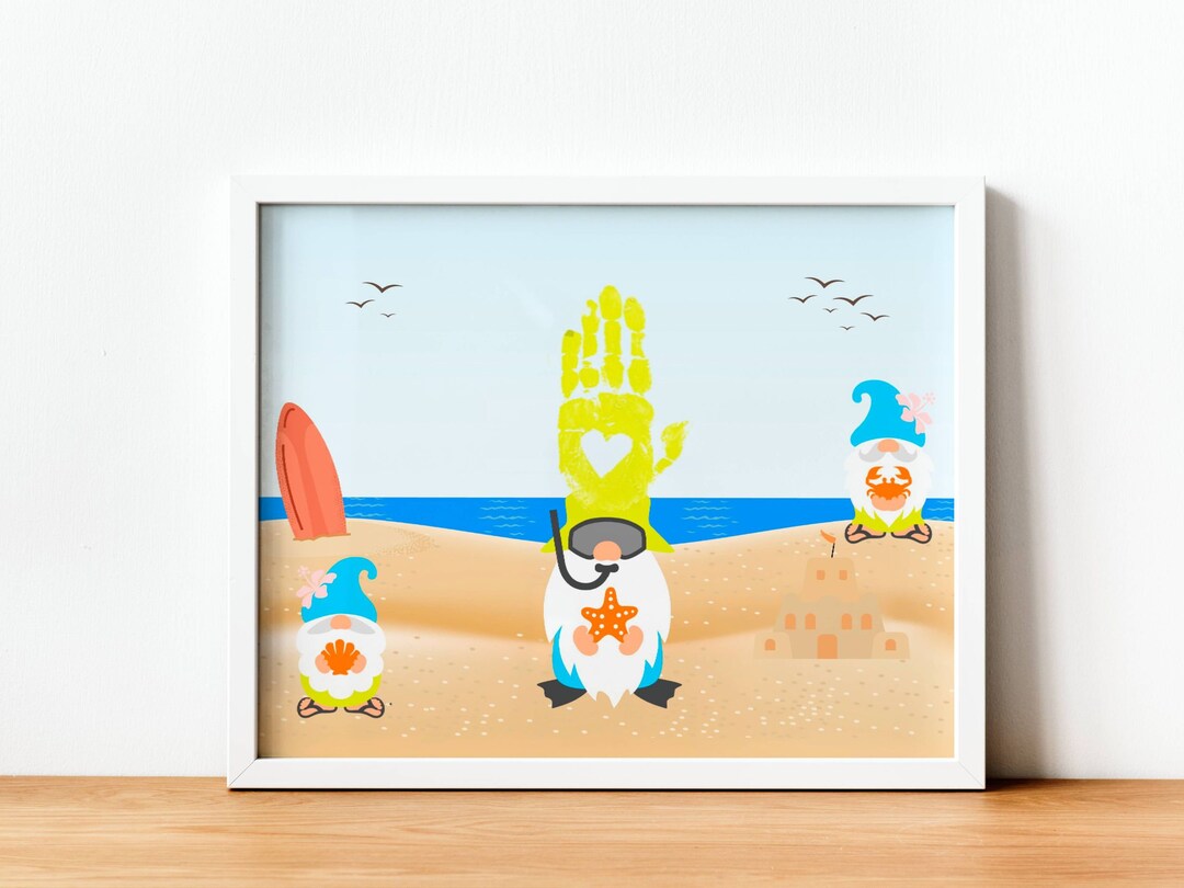 Beach Gnome Printable Handprint Craft, Summer Crafts, Baby Keepsake ...