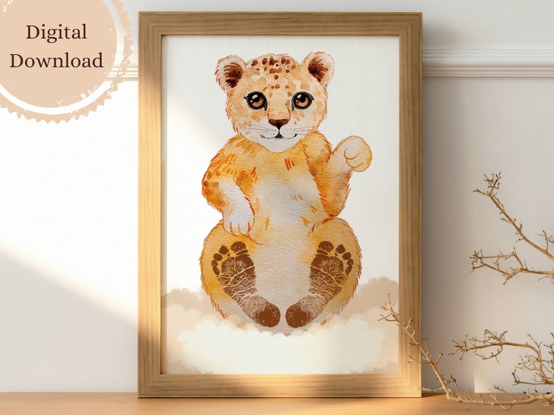Lion Cub Footprint Craft, Baby Keepsake, Lion Baby Gift, Printable ...