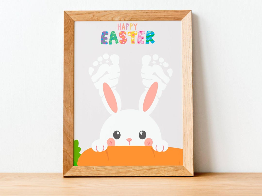 Easter Bunny Footprint Craft, Easter Craft Template, Baby Keepsake ...