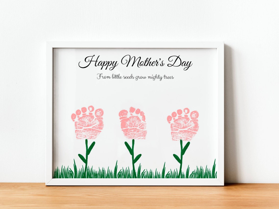 Mother's Day Flower Footprint Art Printable Footprint - Etsy