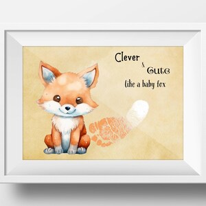 Cute Fox Footprint Craft, Baby Keepsake, Personalized Nursery Decor ...