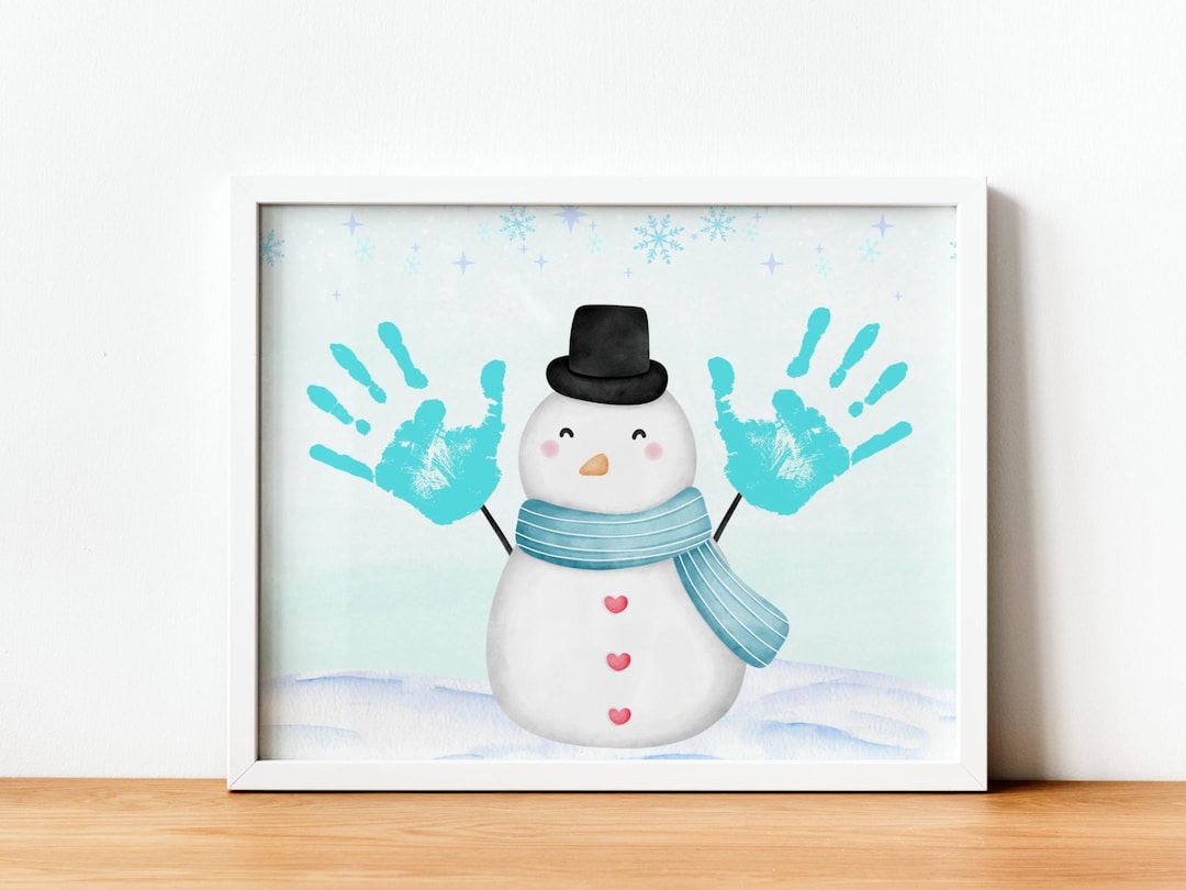Snowman Handprint Art, Christmas Keepsake Craft (JPG & PDF) - Etsy
