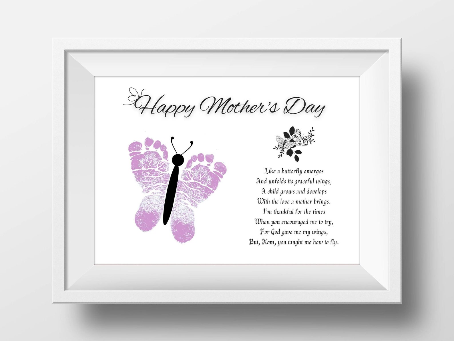 Mother's Day Butterfly Footprint Craft, Mother's Day Footprint Art ...