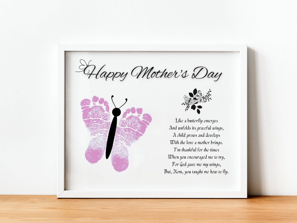 Mother's Day Butterfly Footprint Craft Mother's Day - Etsy