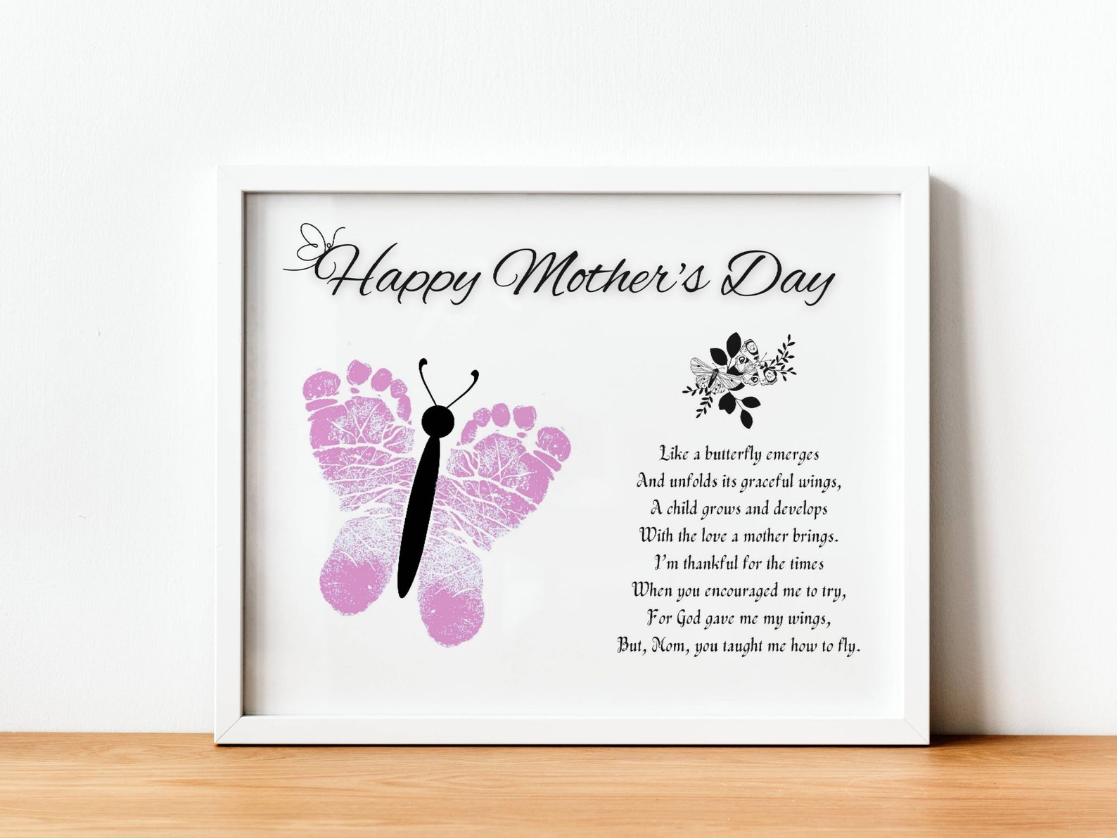 Mother's Day Butterfly Footprint Craft, Mother's Day Footprint Art ...