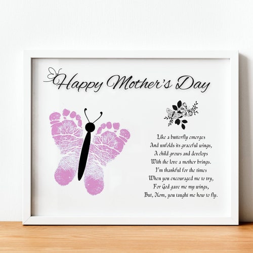 Mother's Day Flower Footprint Art Printable Footprint - Etsy