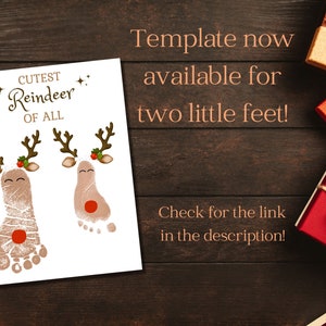 Reindeer Footprint Craft, Christmas Art Template, Printable Christmas ...