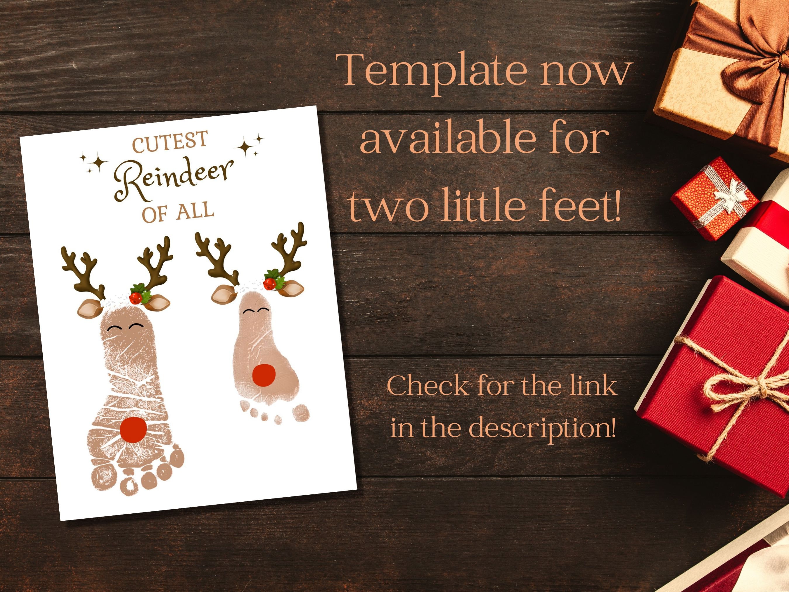 Reindeer Footprint Craft, Christmas Art Template, Printable Christmas ...