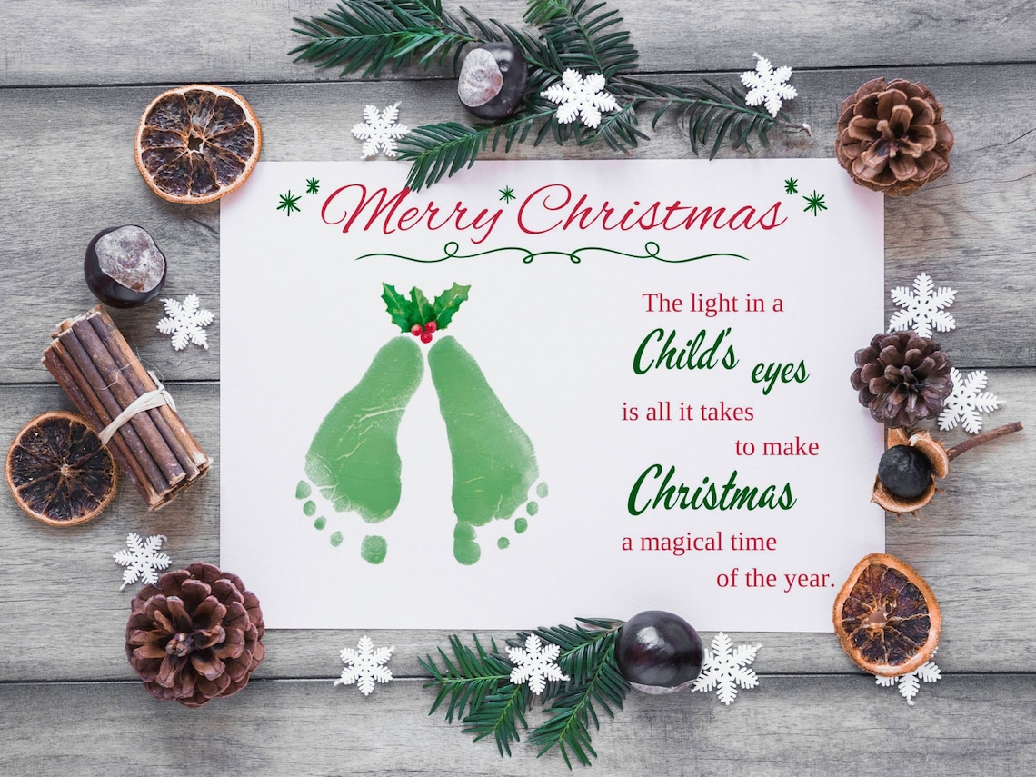 Christmas Footprint Craft, Mistletoe Craft, Baby Keepsake, Daycare ...