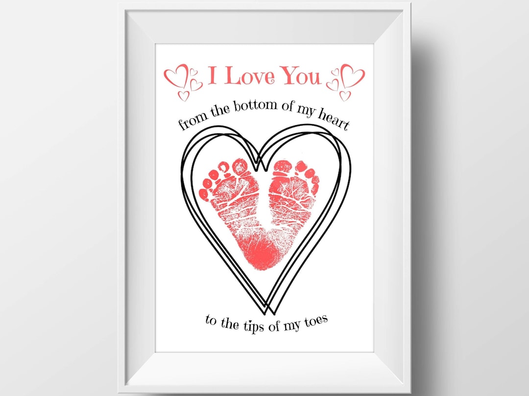 Heart Footprint Craft, Baby Keepsake, Daycare Activity, Toddler Craft ...