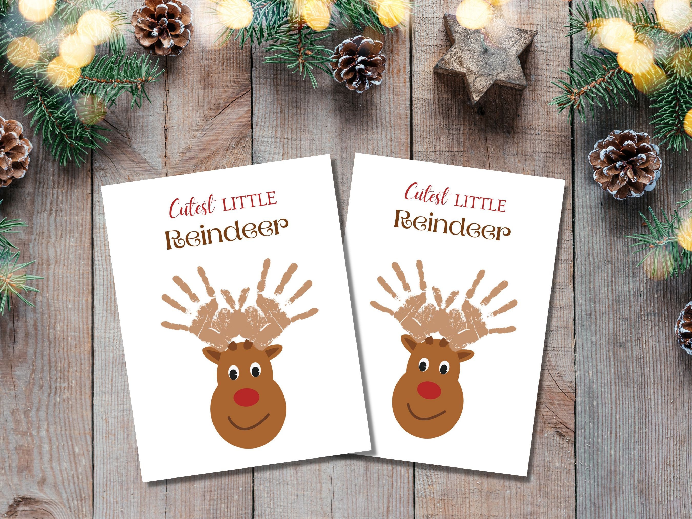 Reindeer Handprint Craft, Christmas Art, Printable Craft Template ...