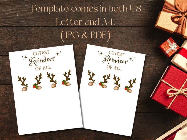 Reindeer Footprint Craft for 2 Kids, Christmas Art Template, Printable ...