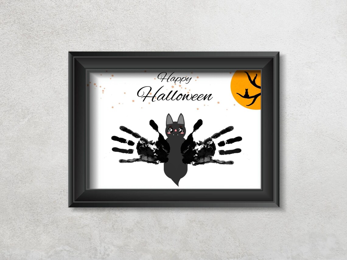 Printable Halloween Handprint Craft, Bat Handprint Art, Daycare ...