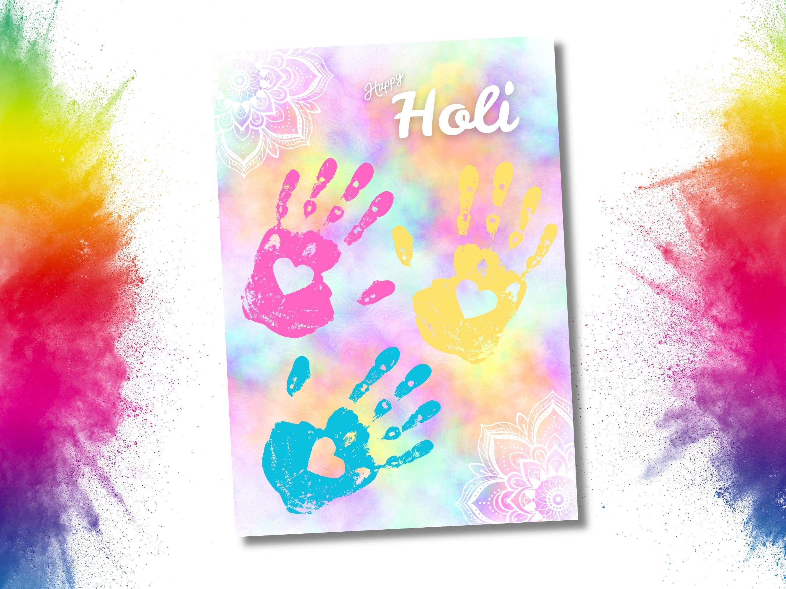 Holi Handprint Craft, Baby Keepsake, Crafts for Kids, Printable Craft ...