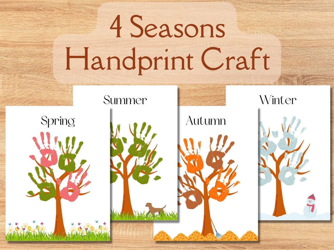 4 Seasons Handprint Tree Craft, Printable Kids Activity, Handprint ...