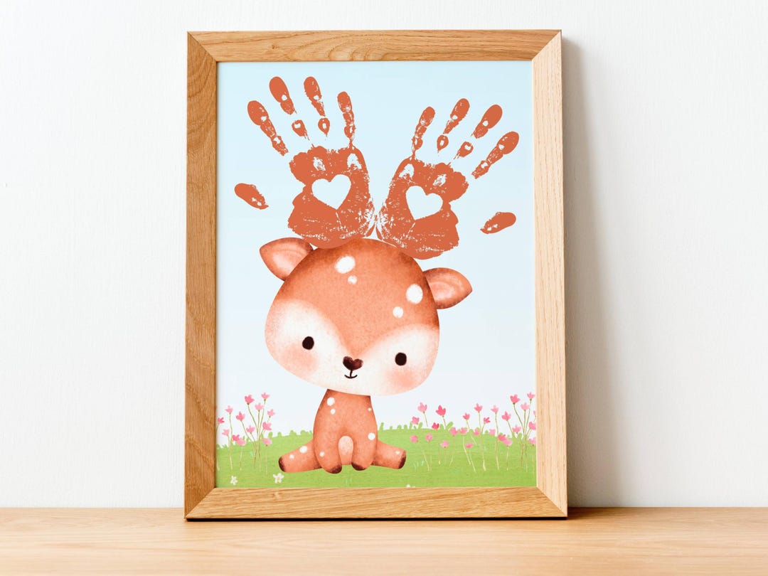 Cute Deer Handprint Craft, Baby Keepsake, Crafts for Kids, Daycare ...
