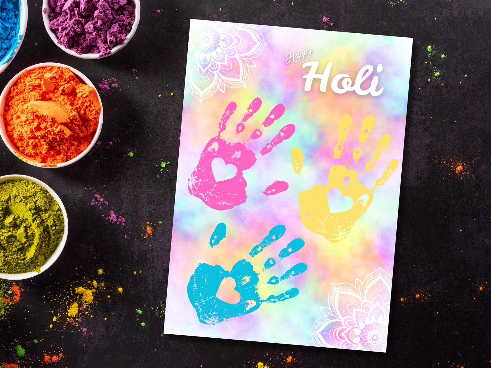 Holi Handprint Craft, Baby Keepsake, Crafts for Kids, Printable Craft ...