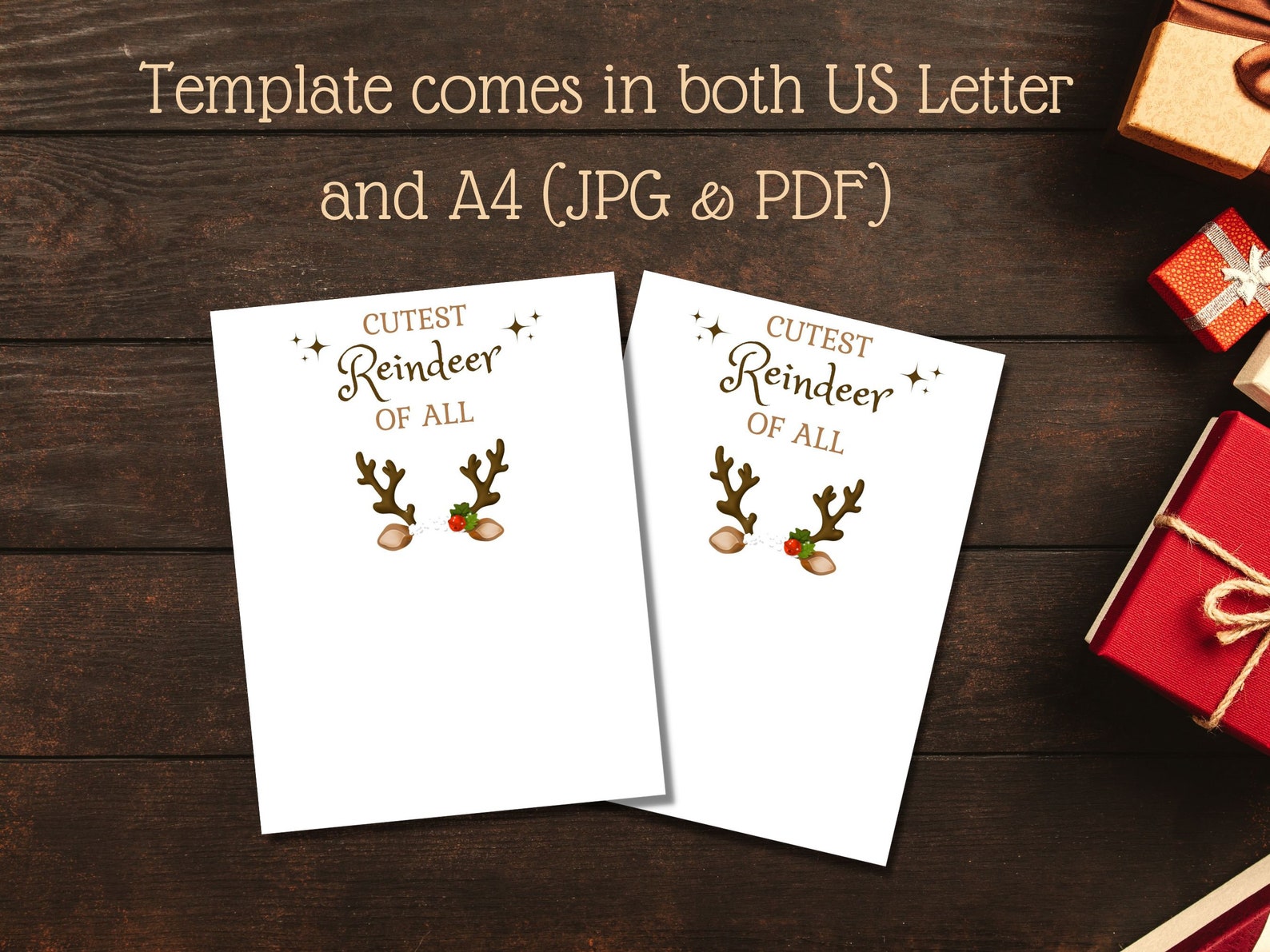 Reindeer Footprint Craft Christmas Art Template Printable - Etsy