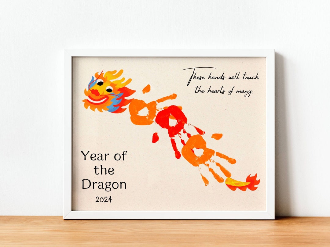 Year of the Dragon Handprint Craft Template, Chinese New Year, Dragon ...