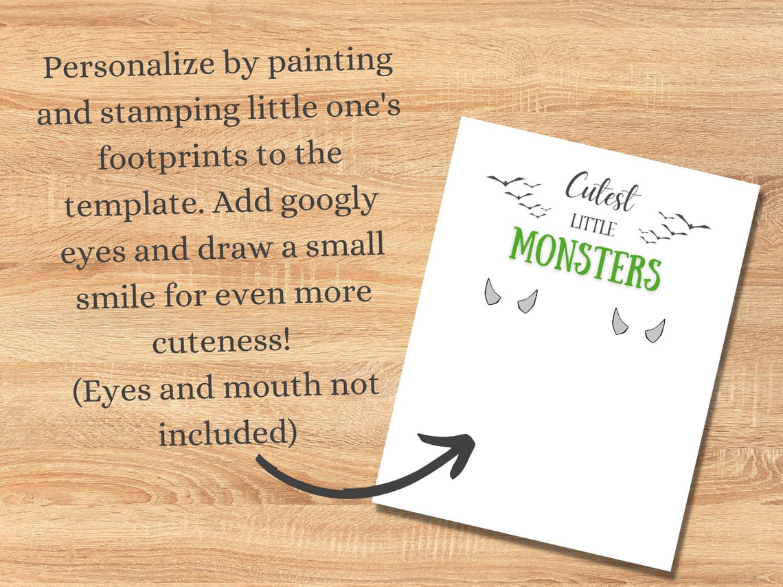 Halloween Monster Footprint Craft, Baby Keepsake (printable Template ...