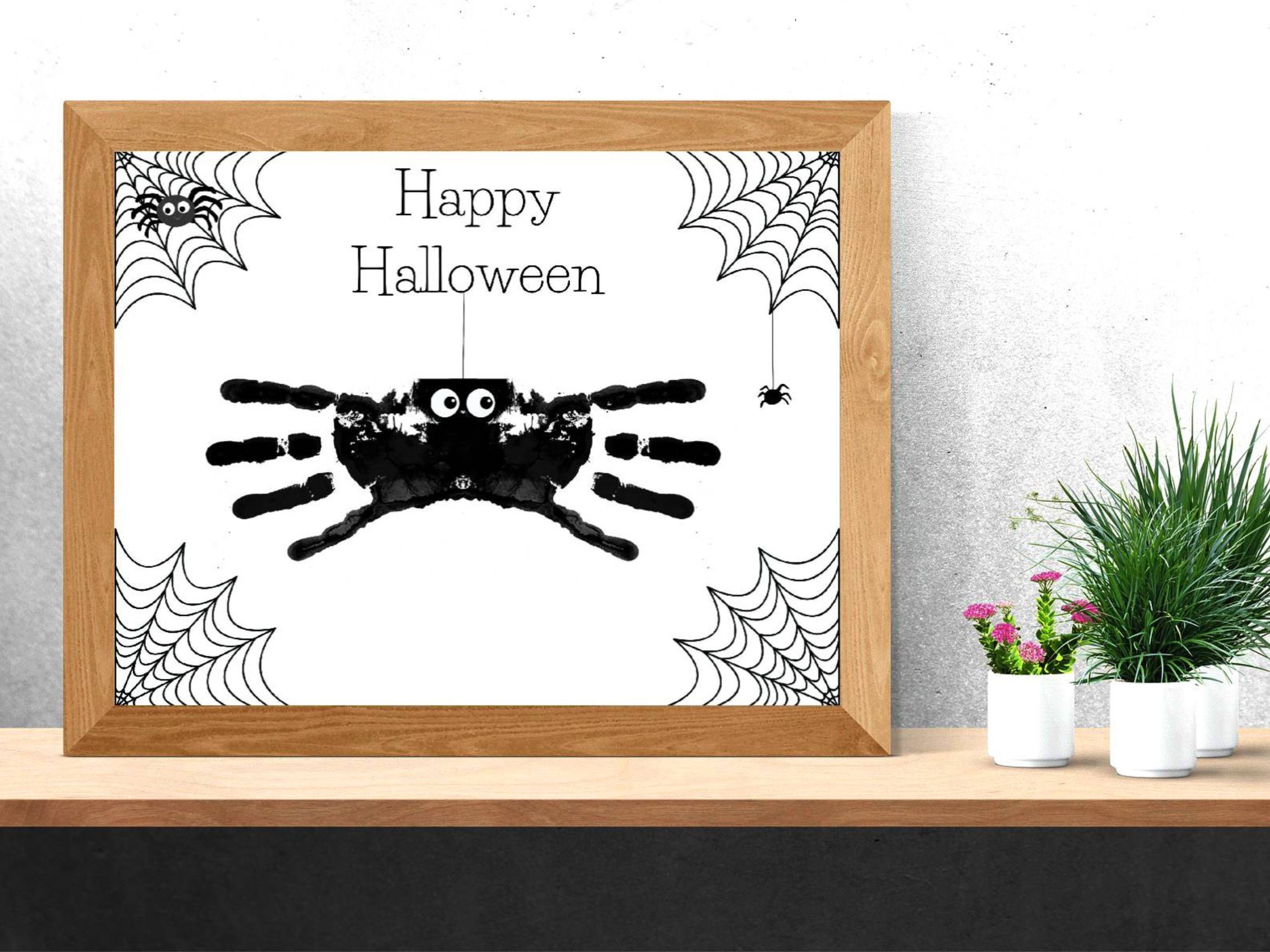 Halloween Spider Handprint Art, Printable Handprint Craft, Halloween ...