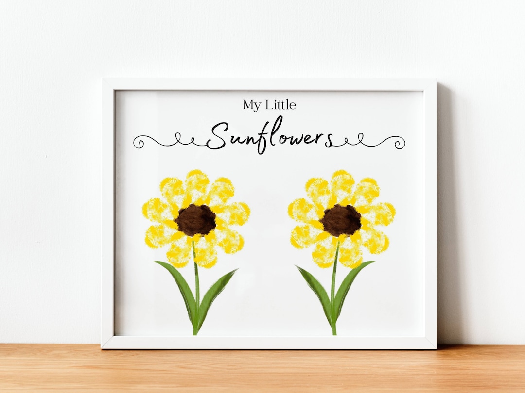 Sunflower Fingerprint Keepsake Art, Summer Kid Craft (PDF, JPG, PNG) - Etsy