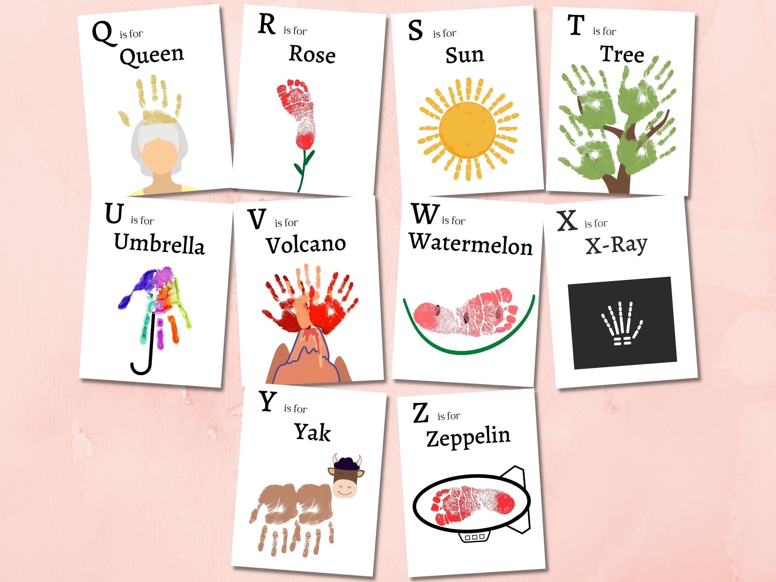 Alphabet Handprint Art, Toddler Keepsake (PDF Download) - Etsy