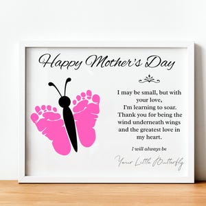 Mother's Day Butterfly Footprint Craft, Mother's Day Footprint Art ...