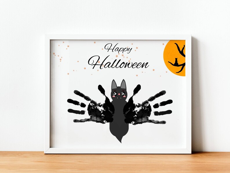 Printable Halloween Handprint Craft, Bat Handprint Art, Daycare ...