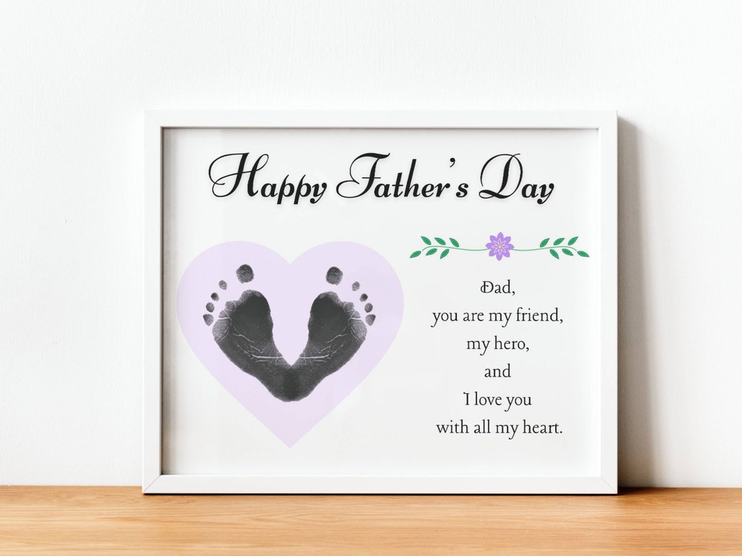 Father's Day Footprint Craft, Heart Footprint Craft, Baby Keepsake ...