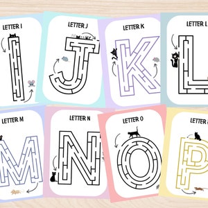 Printable Maze Activity for Kids, Cat Alphabet Mazes, Summer Activities ...