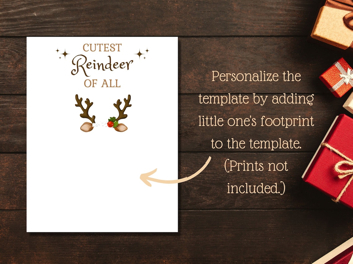 Reindeer Footprint Craft Christmas Art Template Printable - Etsy