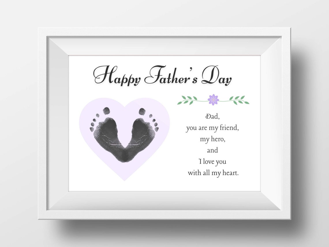Father's Day Footprint Heart Craft, Baby Keepsake (printable, Instant ...