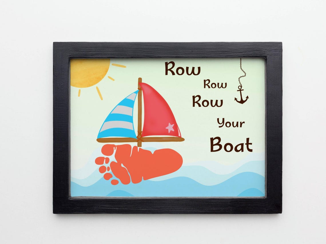 Row Row Row Your Boat Footprint Craft, Nursery Rhyme Crafts, Baby ...