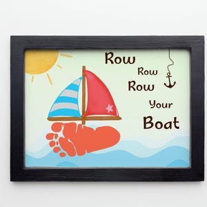 Row Row Row Your Boat Footprint Craft, Nursery Rhyme Crafts, Baby ...