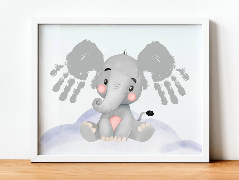 Baby Elephant Handprint Craft, Baby Keepsake, Animal Crafts, Daycare ...