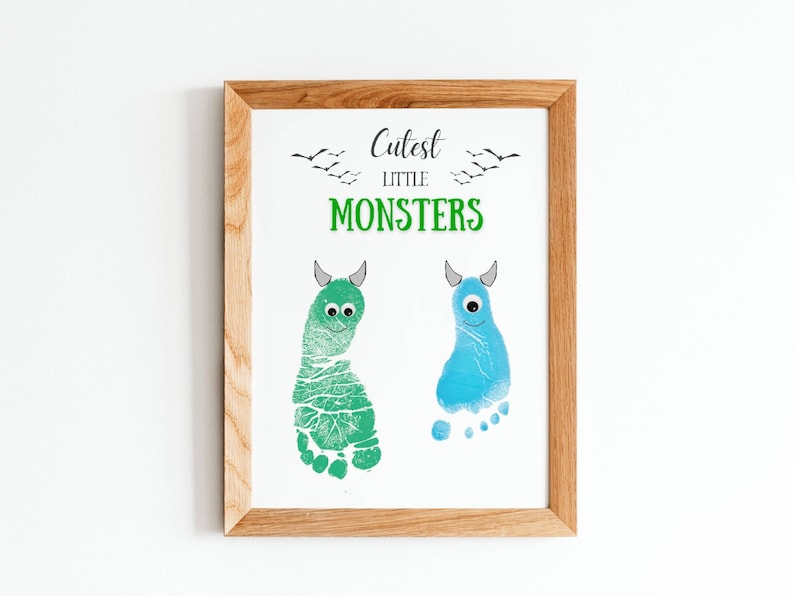 Halloween Monster Footprint Craft, Baby Keepsake (printable Template ...