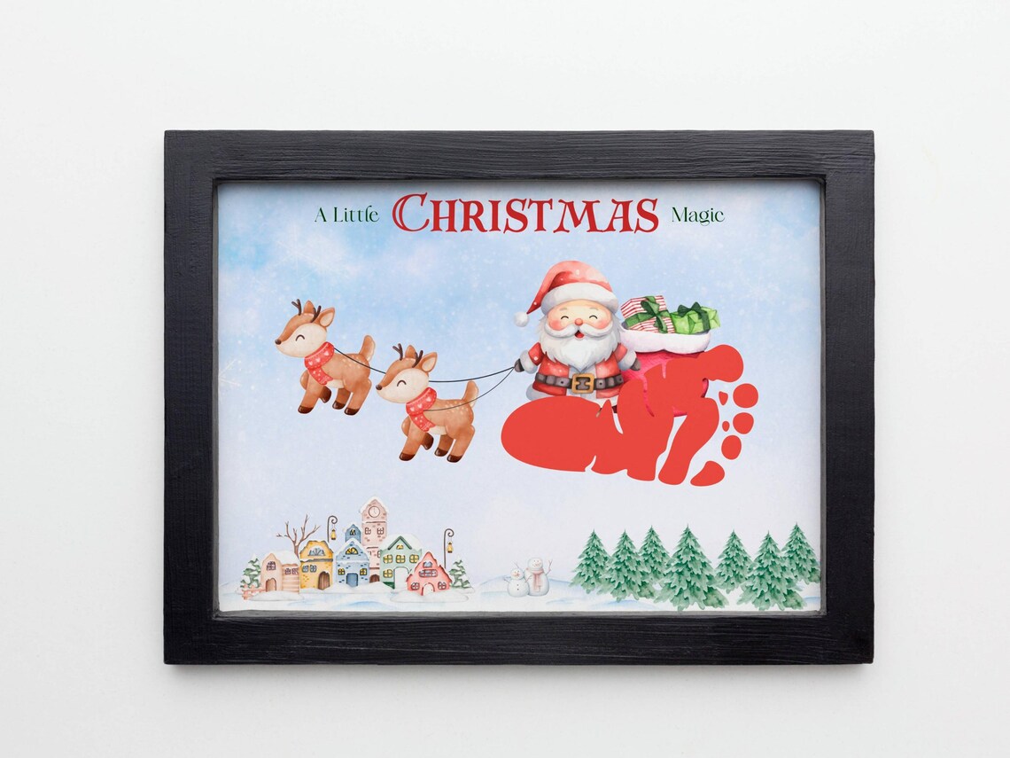 Santa Sleigh Footprint Art, Christmas Keepsake (PDF & JPG) - Etsy