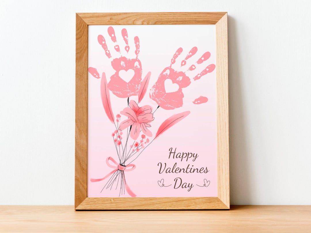 Valentines Day Flower Handprint Craft, Flower Bouquet Craft, Baby ...