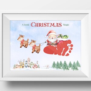 Santa Sleigh Footprint Craft, Christmas Activity, Daycare Craft, Baby ...