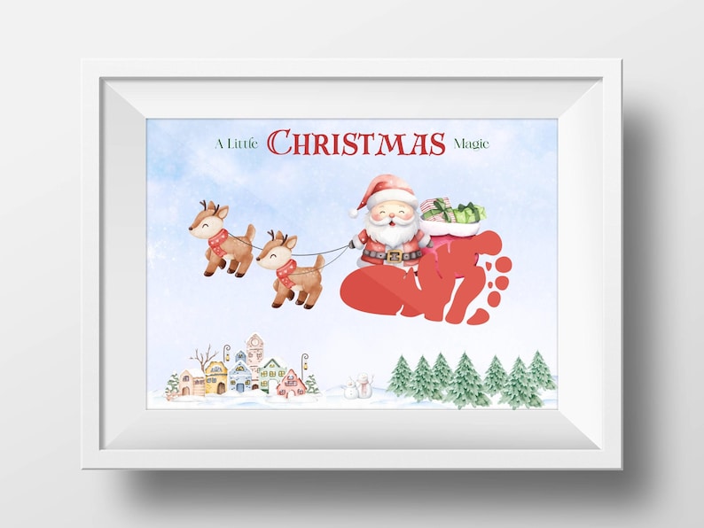 Santa Sleigh Footprint Craft, Christmas Activity, Daycare Craft, Baby ...