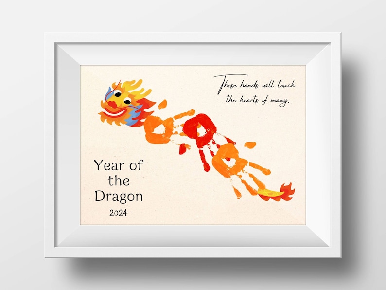 Year of the Dragon Handprint Craft Template, Chinese New Year, Dragon ...
