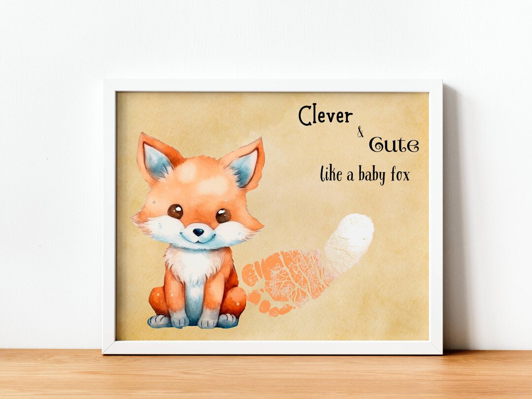Fox Footprint Art, Baby Keepsake, Nursery Decor (PDF Pattern) - Etsy