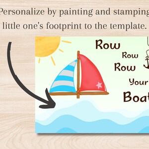 Row Row Row Your Boat Footprint Craft, Nursery Rhyme Crafts, Baby ...
