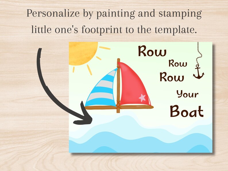Row Row Row Your Boat Footprint Craft, Nursery Rhyme Crafts, Baby ...