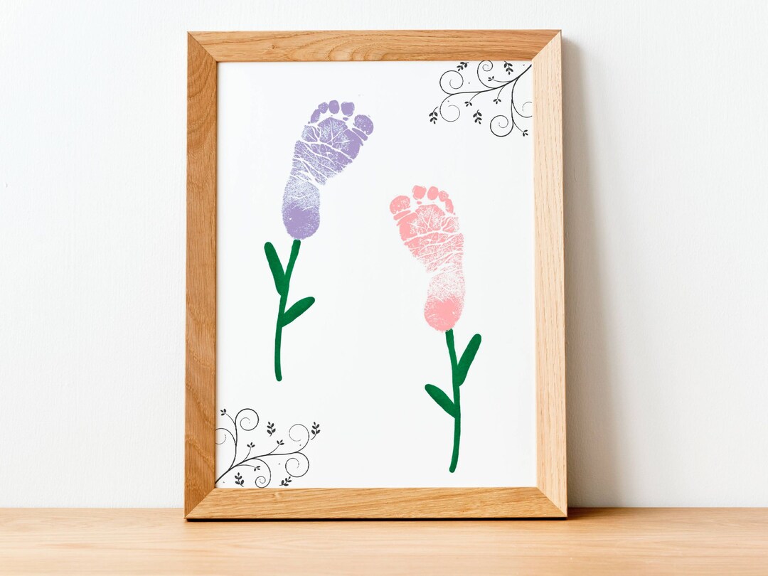 Flower Footprint Art, Baby Keepsake Template (PDF & JPG) - Etsy